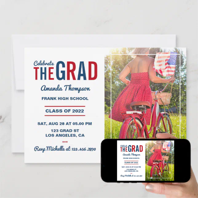 Red, White and Blue Graduation Party Invitation | Zazzle