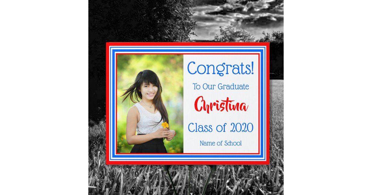 Red White and Blue Graduation School Colors Sign | Zazzle
