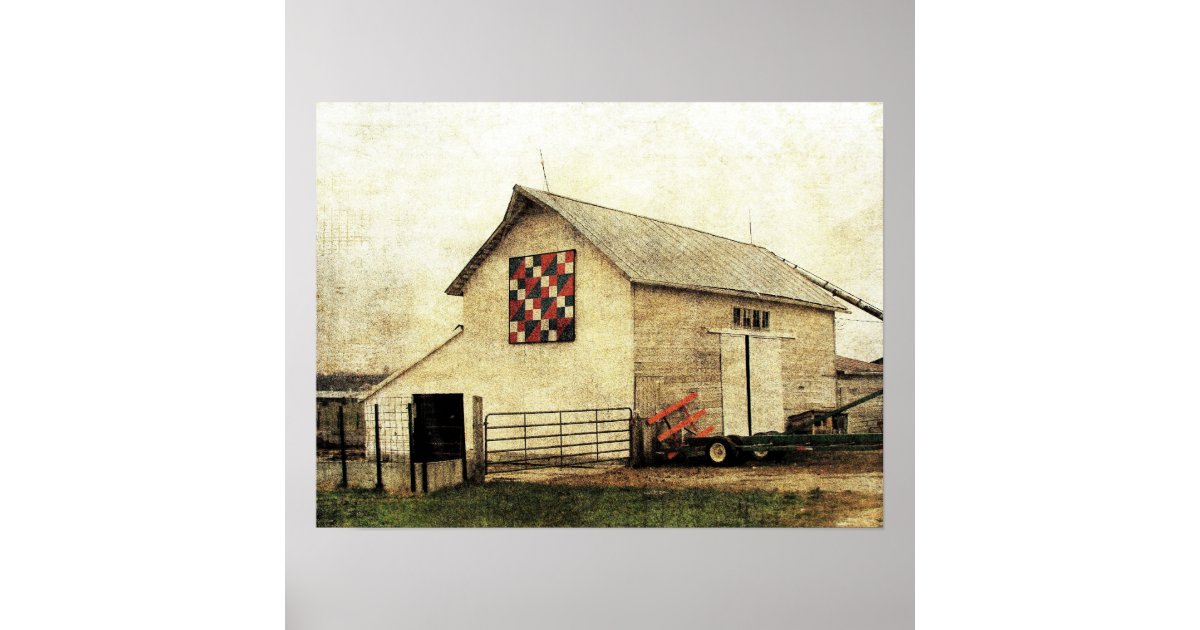 Red, White, and Blue Iowa Barn Quilt Poster | Zazzle