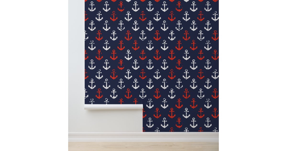 Red White And Blue Navy Pattern Wallpaper | Zazzle