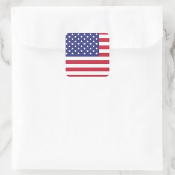 Red White and Blue Patriotic American Flag Square Sticker | Zazzle
