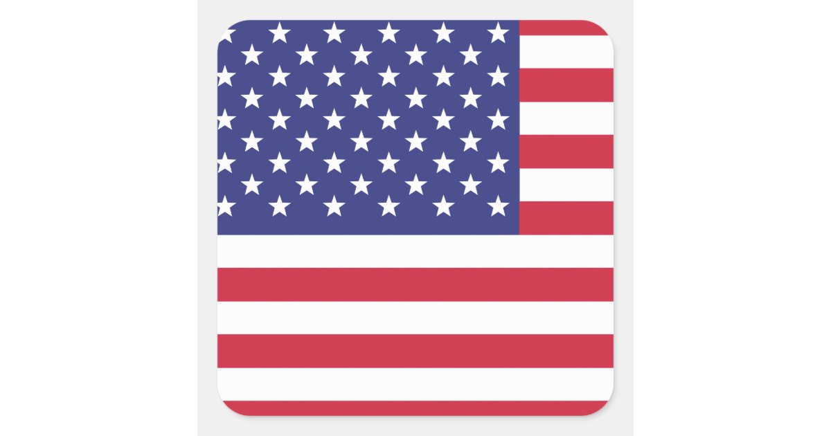Red White and Blue Patriotic American Flag Square Sticker | Zazzle