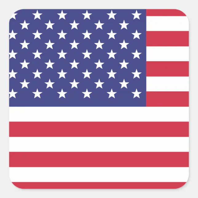 Red White and Blue Patriotic American Flag Square Sticker | Zazzle