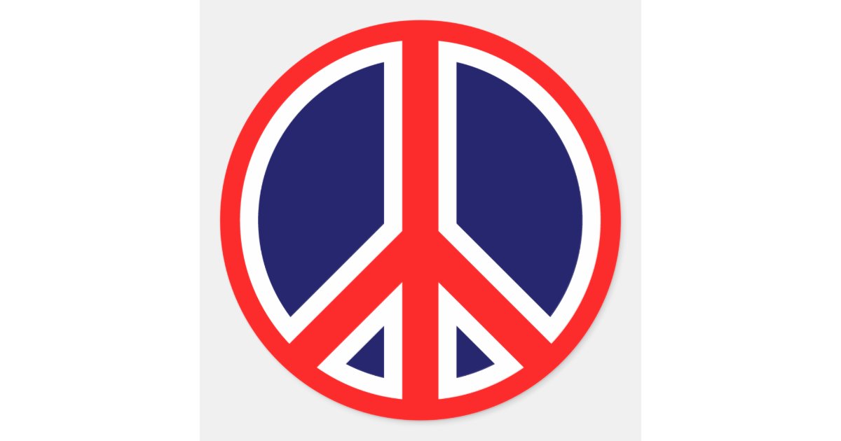 Red, White, and Blue Peace Sign Classic Round Sticker | Zazzle