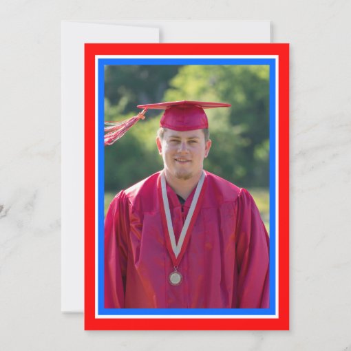 Red White and Blue Photo Graduation Party Invitation | Zazzle