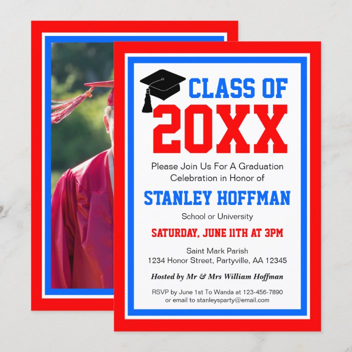 Red White and Blue Photo Graduation Party Invitation | Zazzle.com