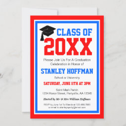 Red White and Blue Photo Graduation Party Invitation | Zazzle