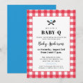 Red White and Blue Plaid Baby-Q Shower Invitation | Zazzle