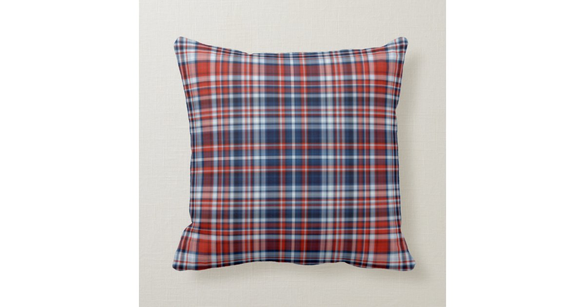 Red White and Blue Plaid Throw Pillow | Zazzle.com