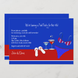 Red, White and Blue Pool Party Invitation | Zazzle