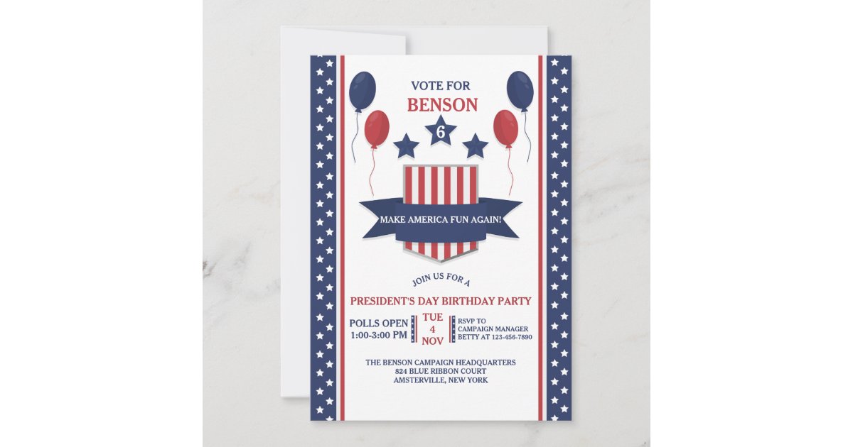 Red White and Blue Presidents' Day Invitation | Zazzle