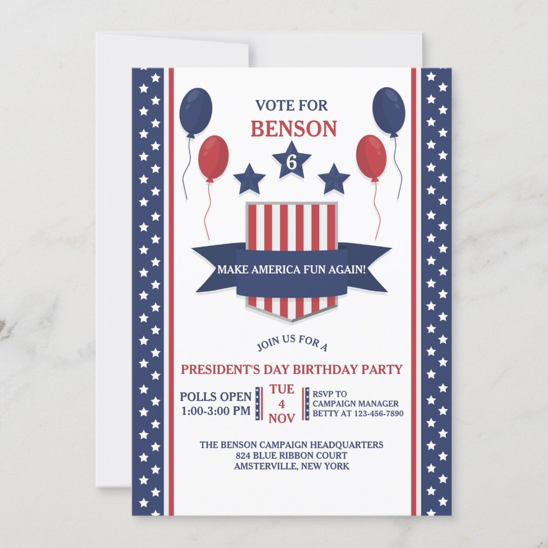 Red White and Blue Presidents' Day Invitation | Zazzle