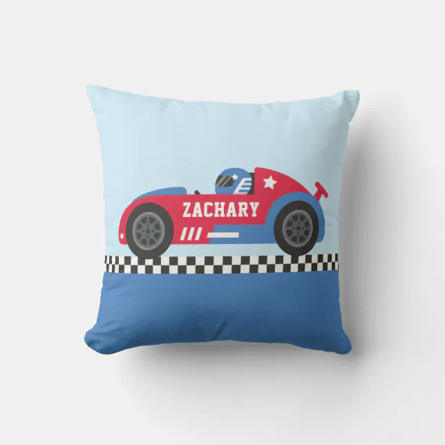 Red White and Blue Race Car Boys Room Decor Throw Pillow | Zazzle