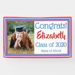 Red White and Blue School Colors Photo Banner | Zazzle