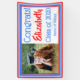 Red White and Blue School Colors Photo Banner | Zazzle