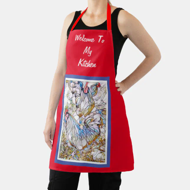RED, WHITE, AND BLUE STAINED GLASS CHICKEN APRON | Zazzle