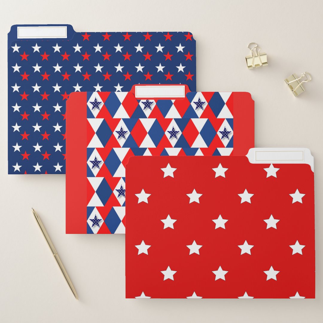 Red White and Blue Star Patterns File Folder | Zazzle