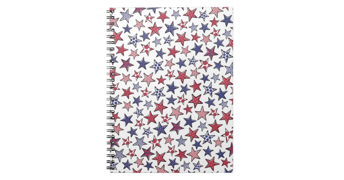 Red White and Blue Stars America Patriotic Notebook | Zazzle