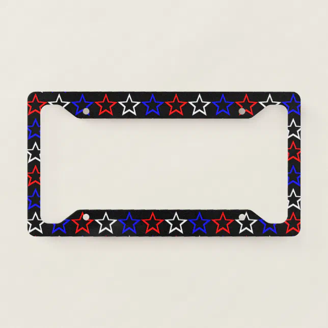 Red White and Blue Stars Pattern License Plate Frame | Zazzle
