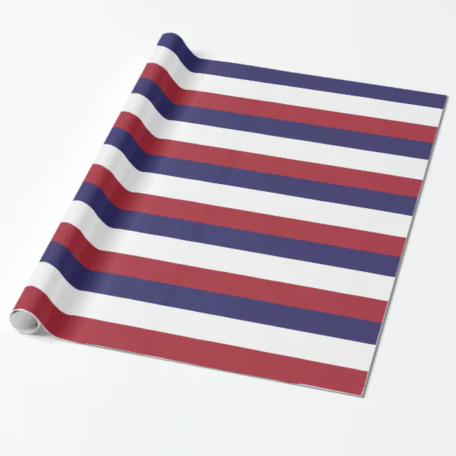 Red, White and Blue Stripe Wrapping Paper | Zazzle