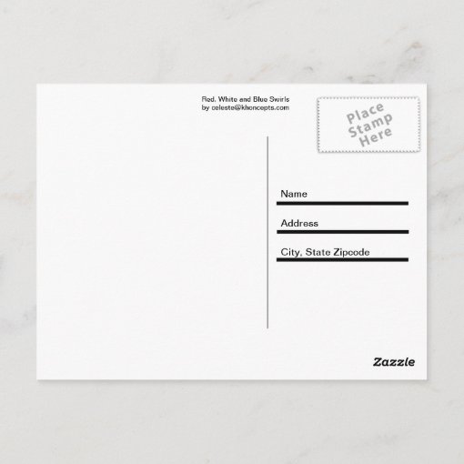 Red, White and Blue Swirls Postcard | Zazzle