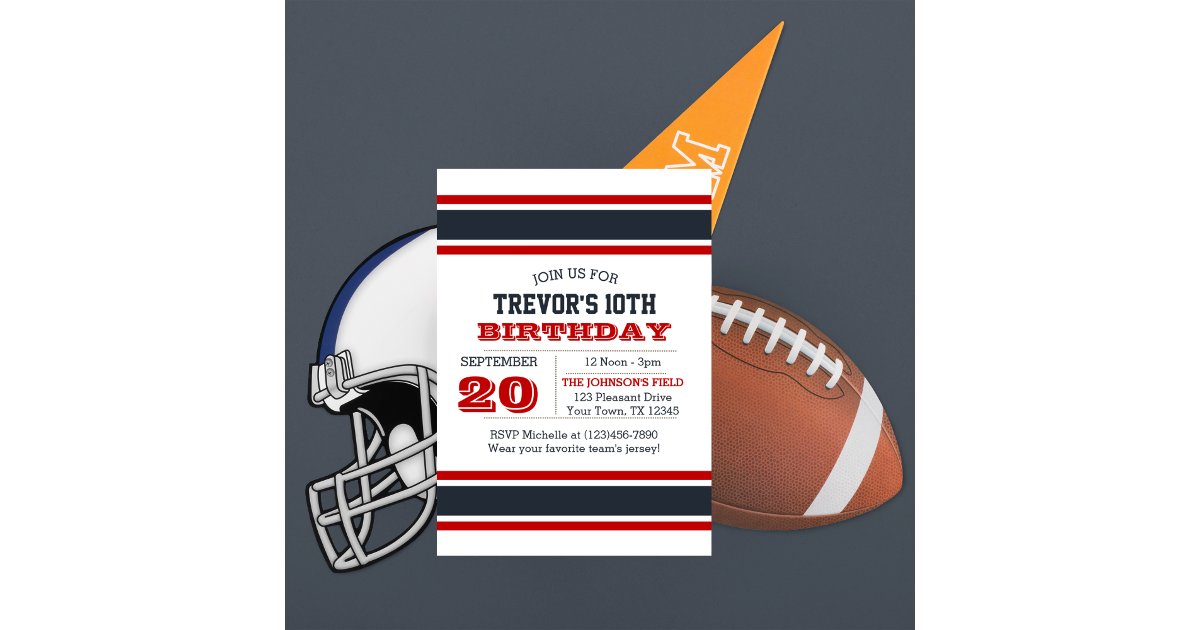 Red White and Blue Team Birthday Invitation | Zazzle