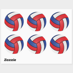 Red, White and Blue Volleyball Classic Round Sticker | Zazzle