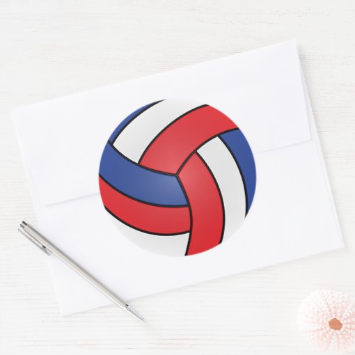 Red, White and Blue Volleyball Classic Round Sticker | Zazzle