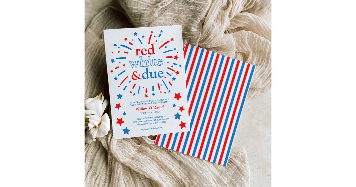 Red White and Due Baby Shower Invitation | Zazzle