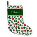 Red, White, and Green Paw Print Stocking | Zazzle