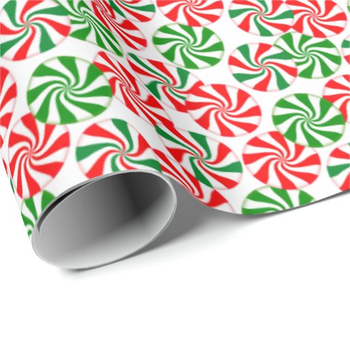 Red White and Green Peppermint Candy Swirl Pattern Wrapping Paper | Zazzle