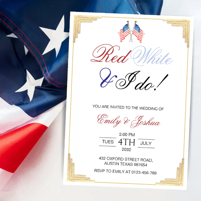 Red White and I Do 4th July Patriotic Wedding Invitation | Zazzle