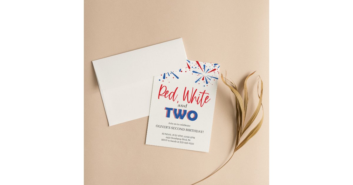 Red White and Two Birthday Invitation | Zazzle