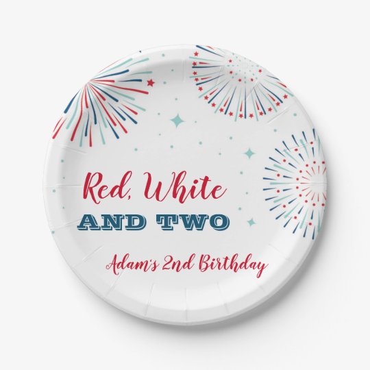 Red, White and Two Birthday Plates | Zazzle.com