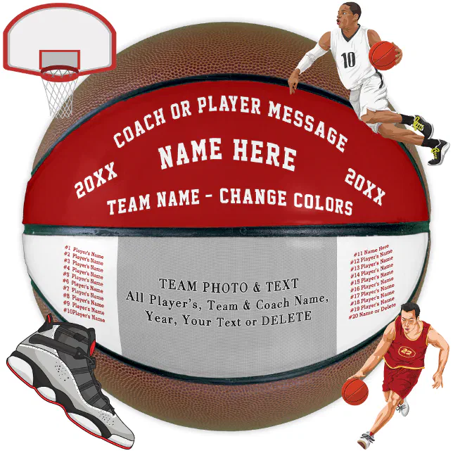 Red, White Basketball Gifts for Coaches, Players | Zazzle