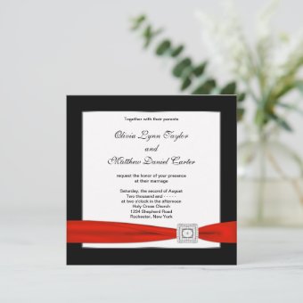 Red White Black Red Black Wedding Invitation | Zazzle