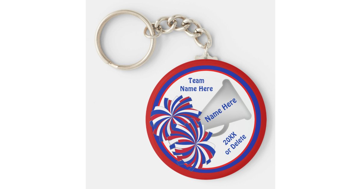 Red White Blue Cheerleading Keychains PERSONALIZED | Zazzle