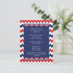 Red White Blue Chevron 4th of July Party Invite | Zazzle