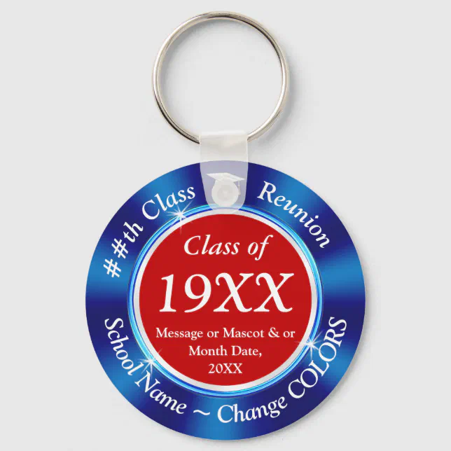 Red White Blue Class Reunion Favors, Personalized Keychain | Zazzle