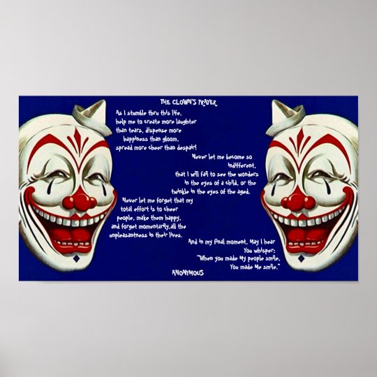 RED, WHITE, & BLUE CLOWNS POSTER w/ CLOWN'S PRAYER | Zazzle.com