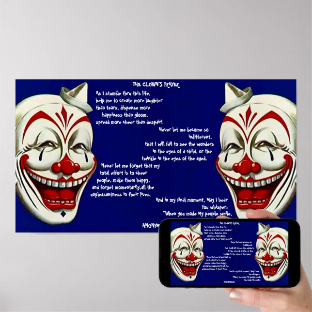 RED, WHITE, & BLUE CLOWNS POSTER w/ CLOWN'S PRAYER | Zazzle