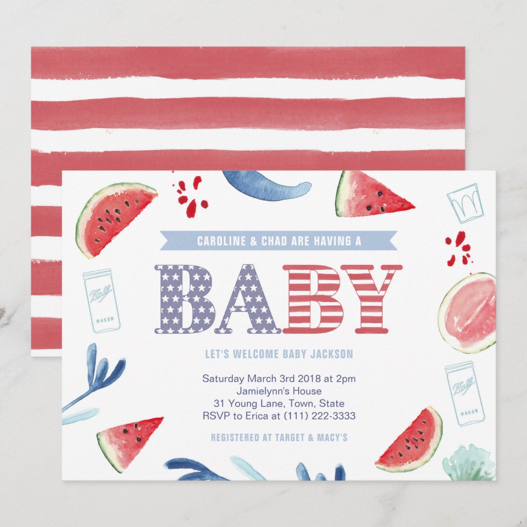Red White Blue Cookout Couples Baby Shower Invitation | Zazzle
