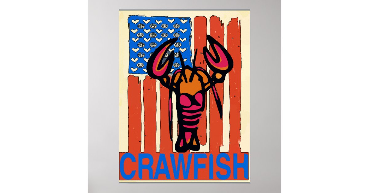 Red White Blue Crawfish Flag Poster | Zazzle
