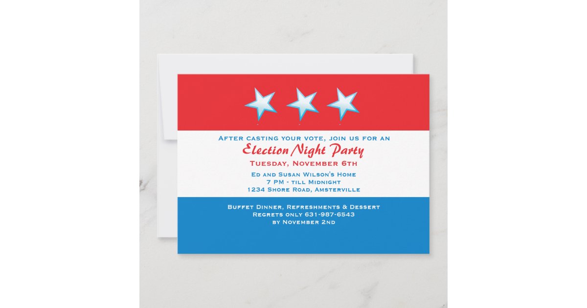 Red, White & Blue Election Day Party Invitation | Zazzle