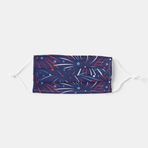 Red White Blue Fireworks Stars Adult Cloth Face Mask | Zazzle