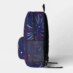 Red White Blue Fireworks Stars Printed Backpack | Zazzle