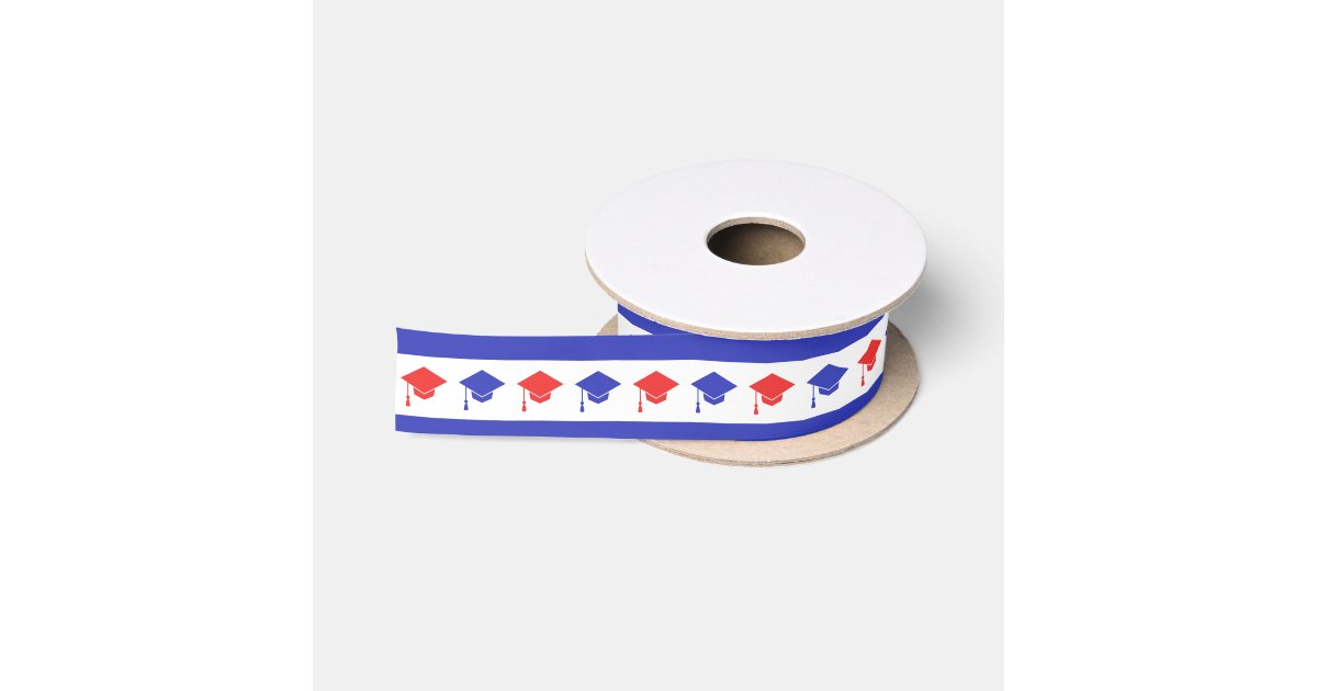 Red White Blue Graduation Caps Satin Ribbon | Zazzle