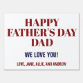 Red White Blue Happy Father's Day Dad Custom Sign | Zazzle