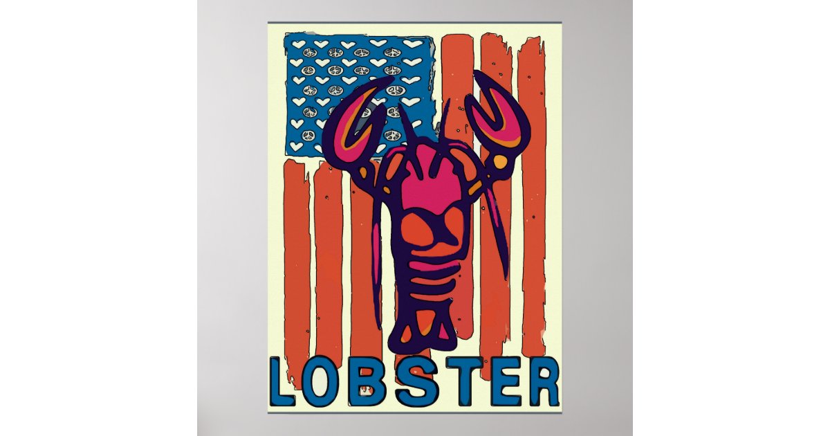 Red White Blue Lobster Flag Poster | Zazzle