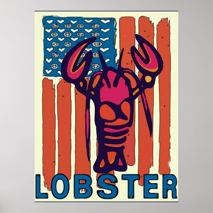 Red White Blue Lobster Flag Poster | Zazzle